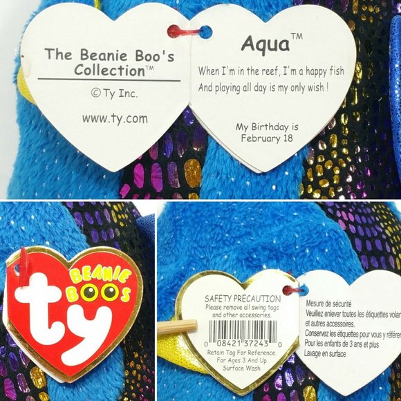 Ty | Toys | Ty Beanie Boos Aqua Fish Beanbag Plush 367be3m | Poshmark